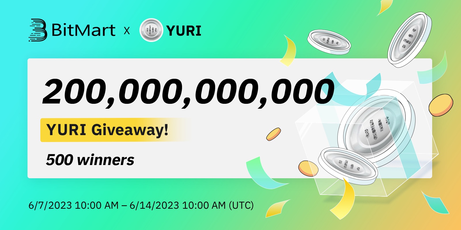 YURI Social Media Airdrops - 200,000,000,000 YURI in Prizes! – BitMart