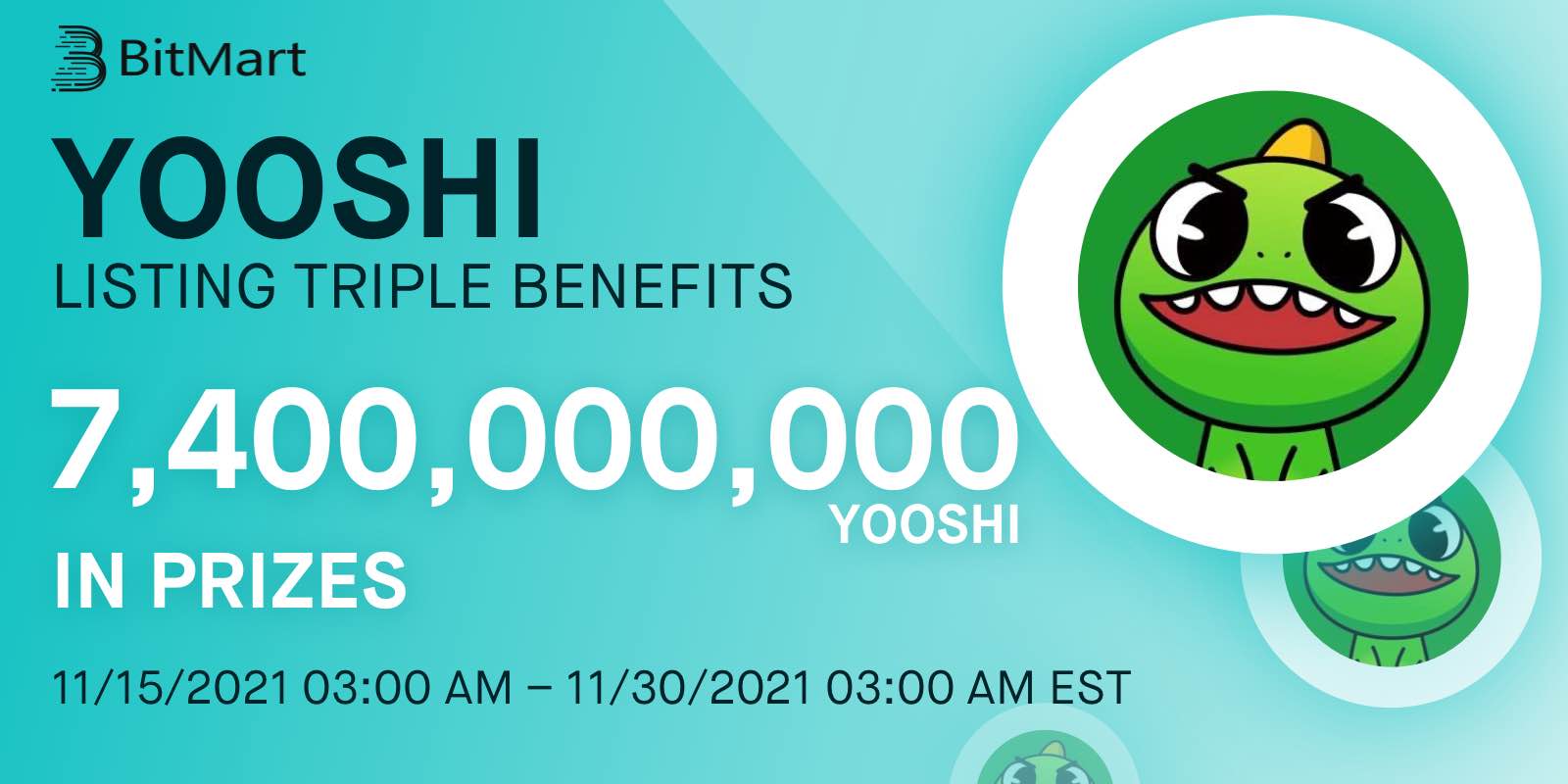 YOOSHI Listing Triple Benefits, 7,400,000,000 YOOSHI in Prizes! – BitMart
