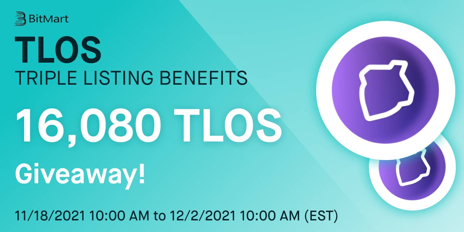 TLOS Triple Listing Benefits- 16,080 TLOS Giveaway! – BitMart