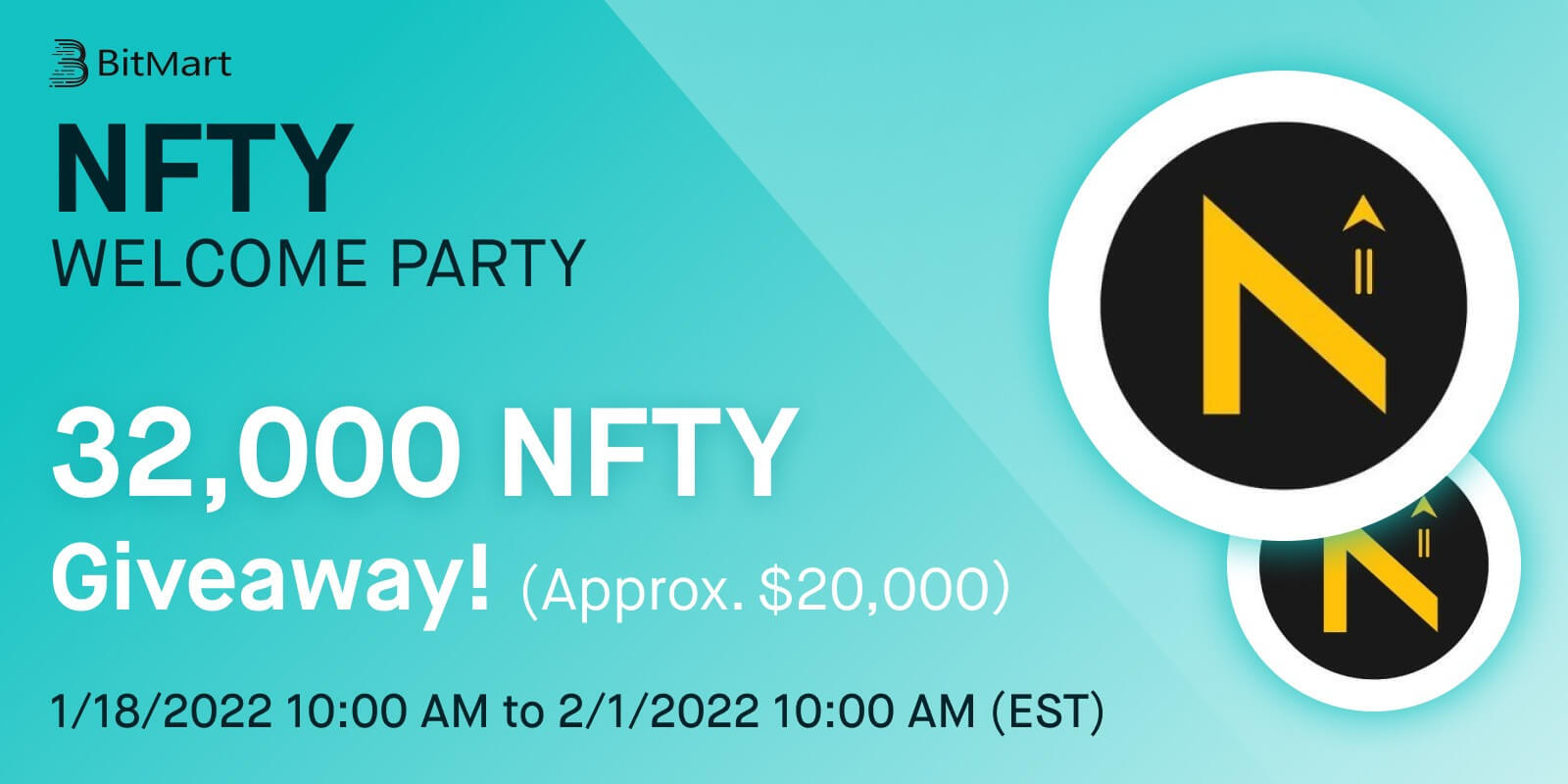 NFTY Welcome Party- 32,000 NFTY Giveaway! – BitMart